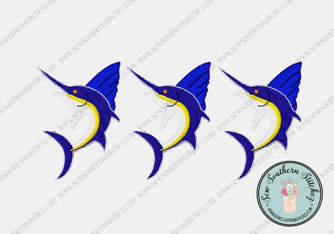 Filled Marlin Trio Embroidery Design ~ Instant Download - Etsy