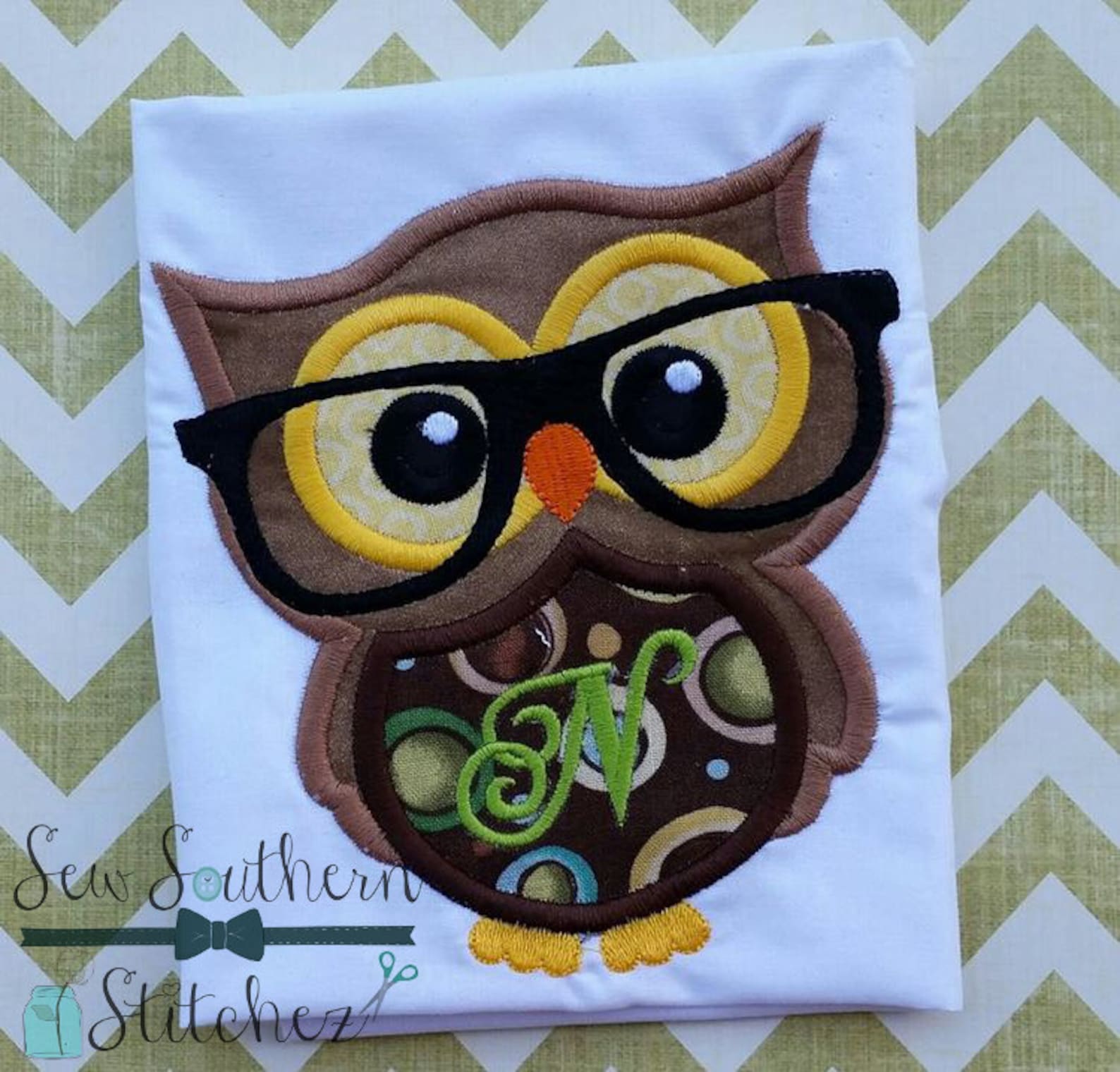 Nerd Owl with Glasses Applique Design Instant Download | Etsy