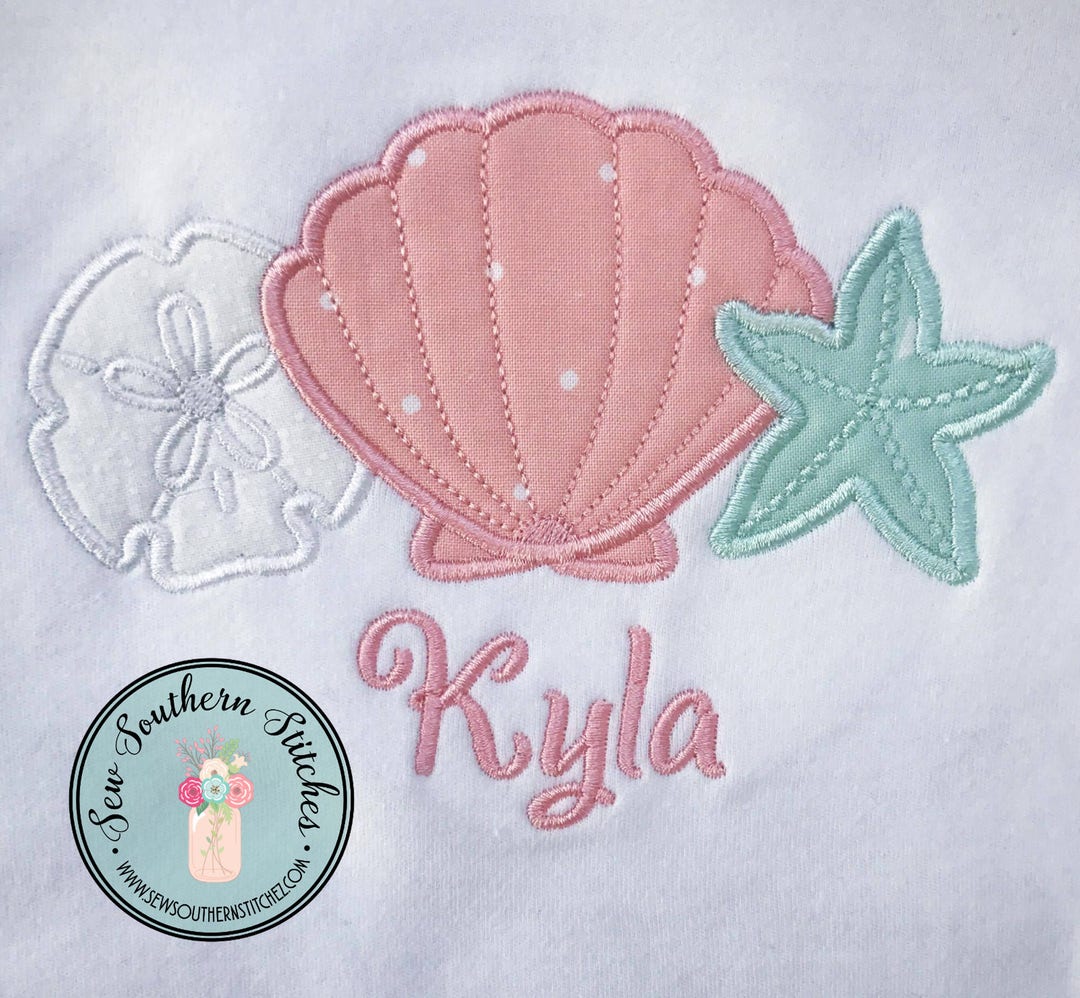 Beach Shell Trio Applique Design ~ Satin Stitch Finish ~ Instant ...