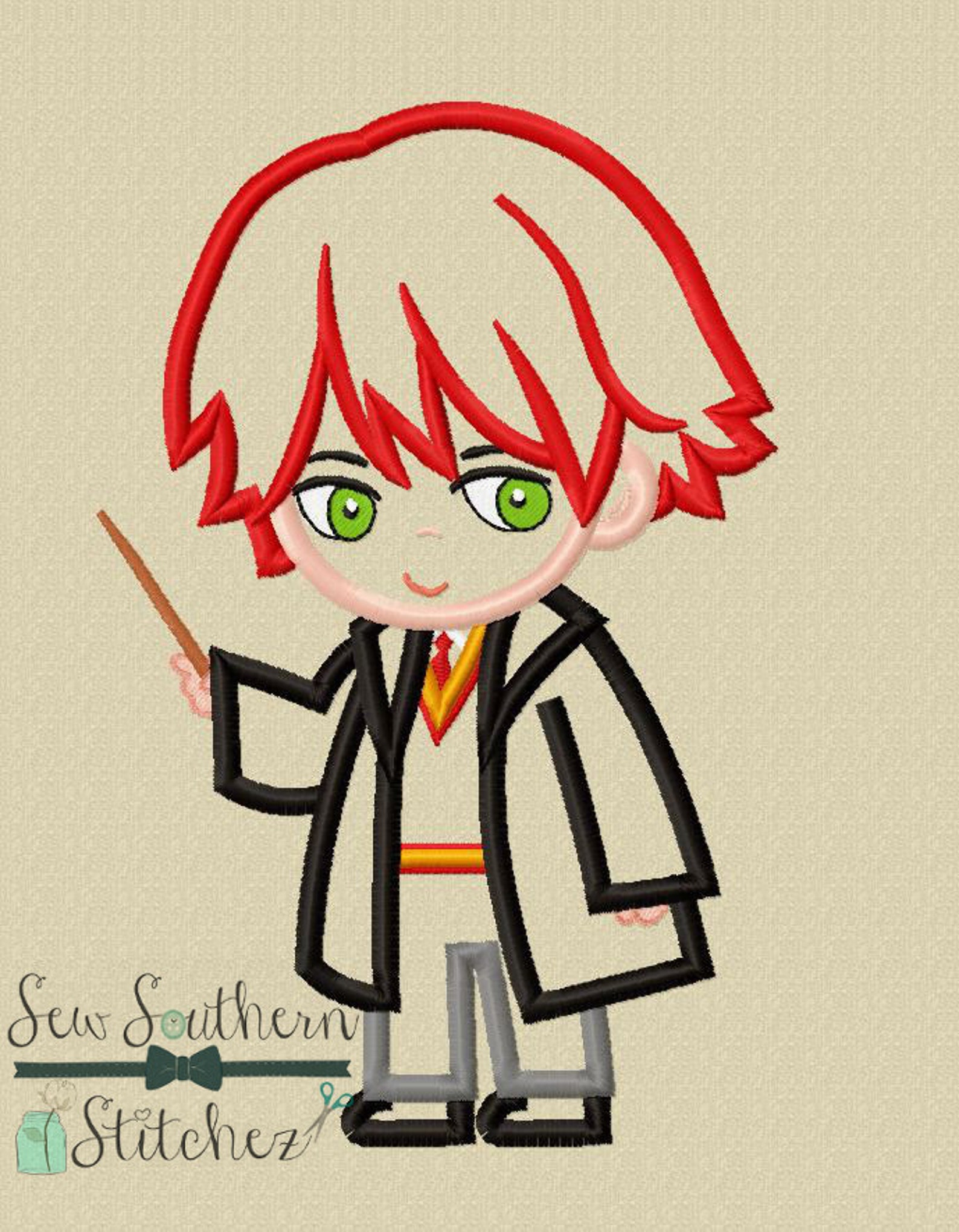 Ginger Wizard Boy ~ Wizard Applique Design ~ Instant Download - Etsy