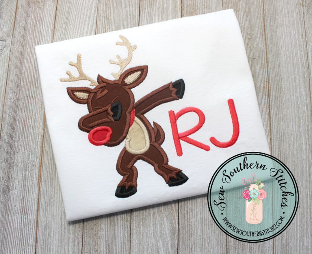 Dabbing Reindeer Applique Design ~ Fun Christmas Holiday Applique ...