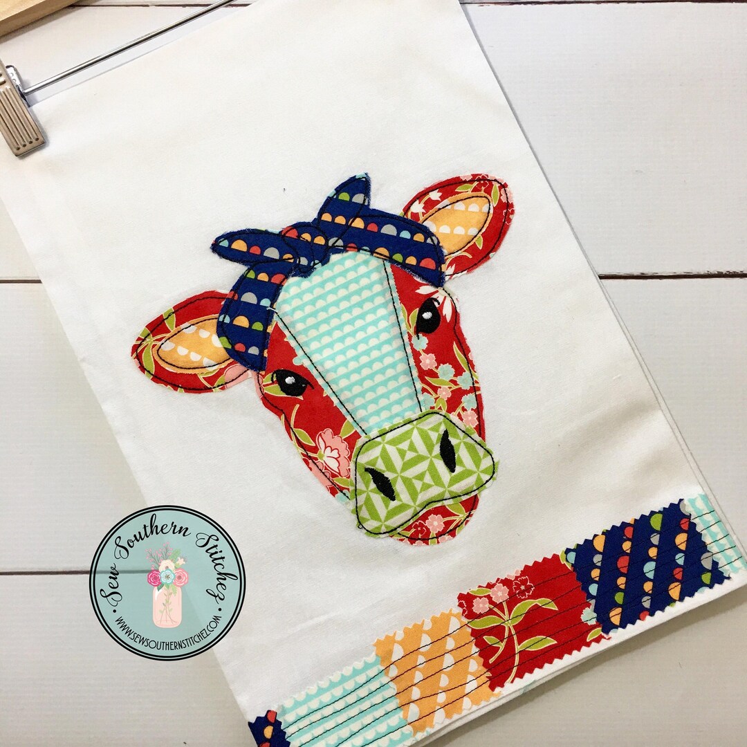 Raggedy Headband Cow Head Applique ~ Heifer Wearing a Bandana ~ Do-rag ...