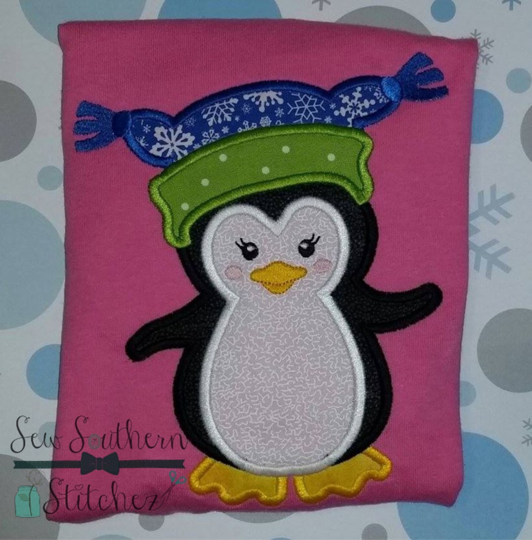 Winter Hat Penguin Applique Design ~ Instant Download - Etsy