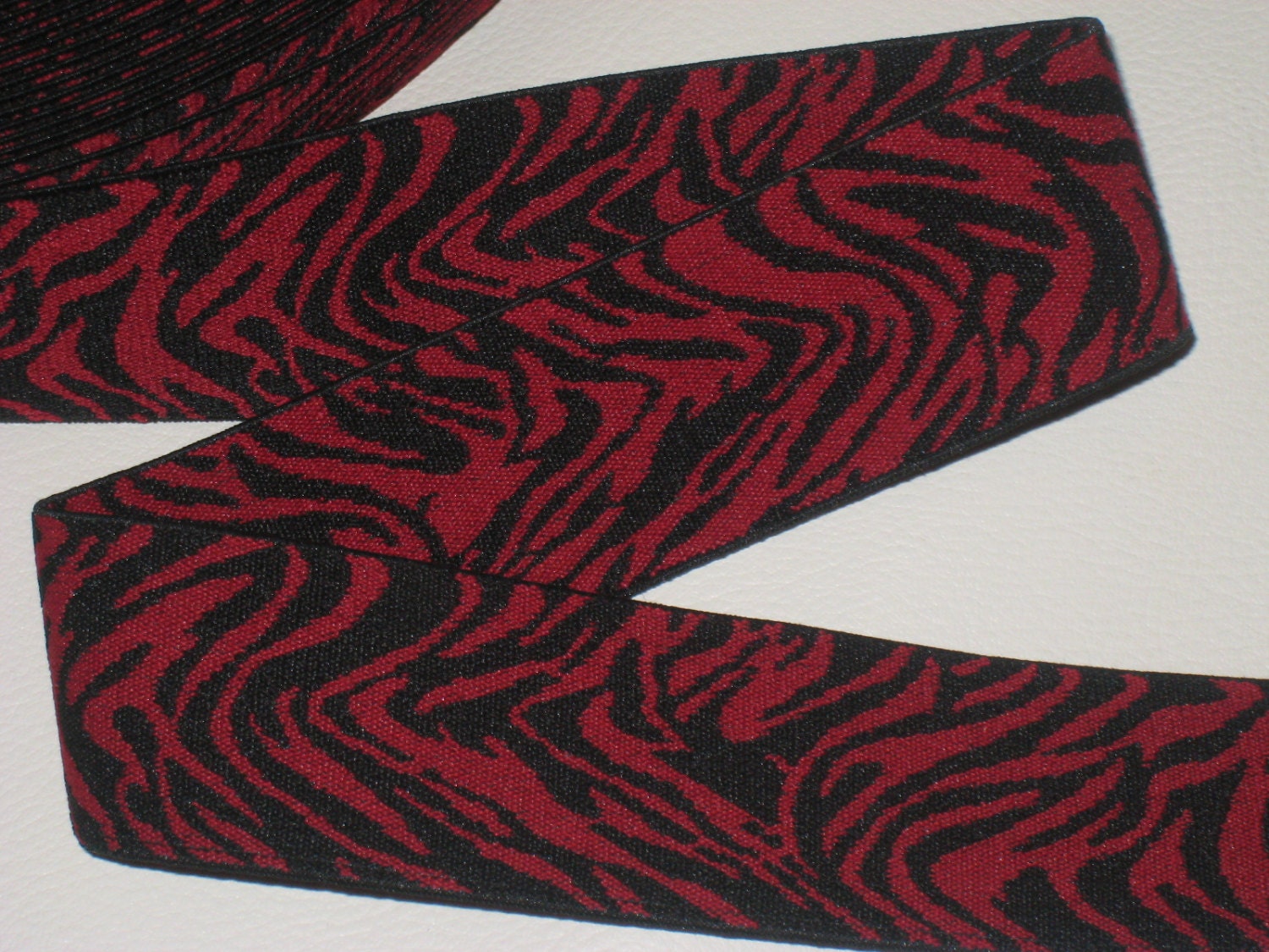 1 Yard 1 1/2 Width Black & Dark Red Zebra Pattern Heavy - Etsy
