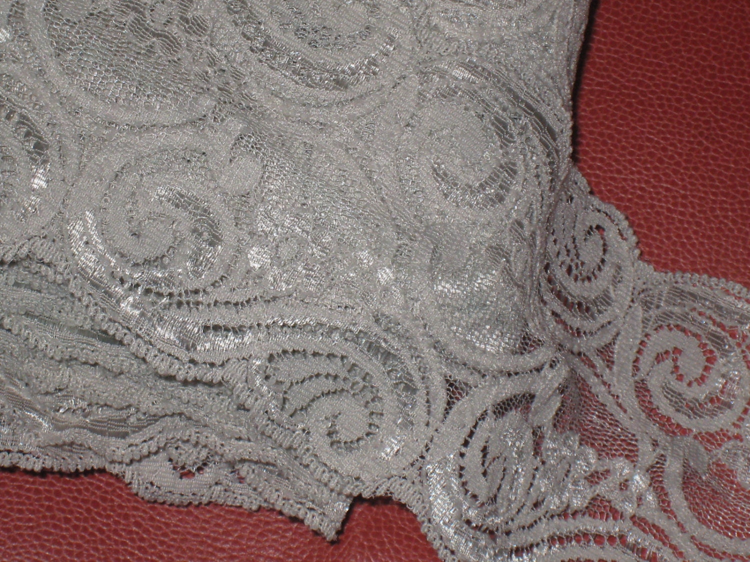 5 Yards in 3 1/4" Width in Light Gray Color With Shimmery Floral ...