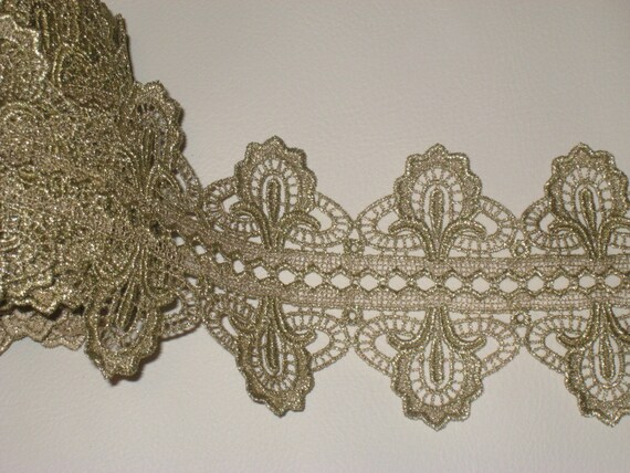 1 Yard in 3 1/2 Width Metallic Gold Color Crochet | Etsy