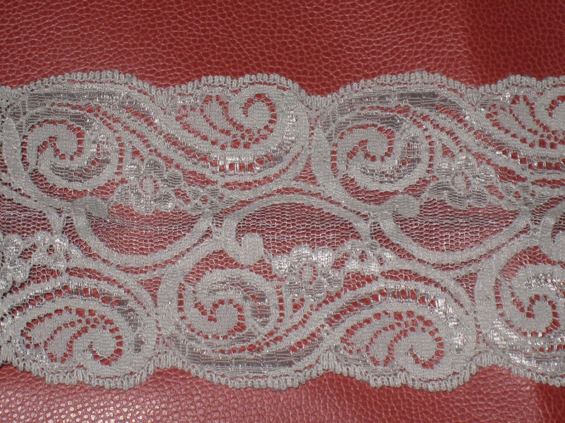 5 Yards in 3 1/4" Width in Light Gray Color With Shimmery Floral ...
