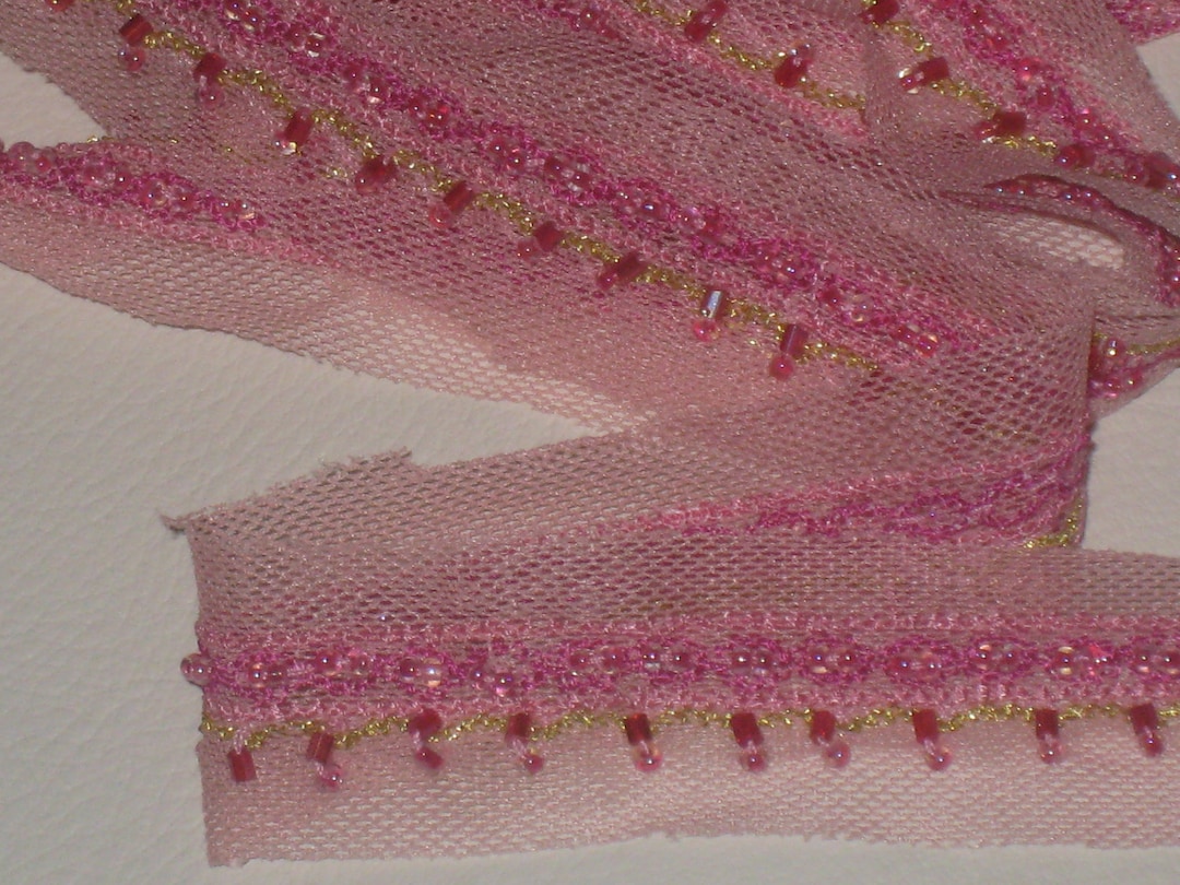 10 yardas1 tul de color rosa de 1/4 de ancho con cuentas para su ...
