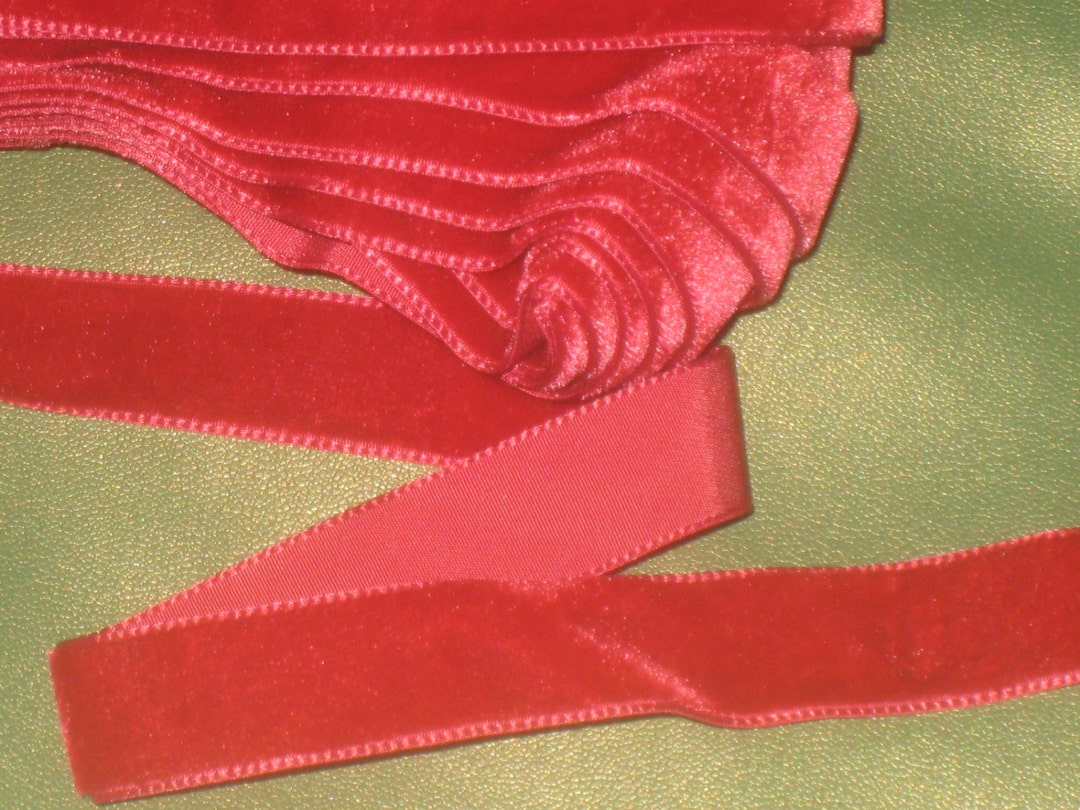 7 Yards 5/8" Width Red Color Velvet Trim for Your Fashion Design ...