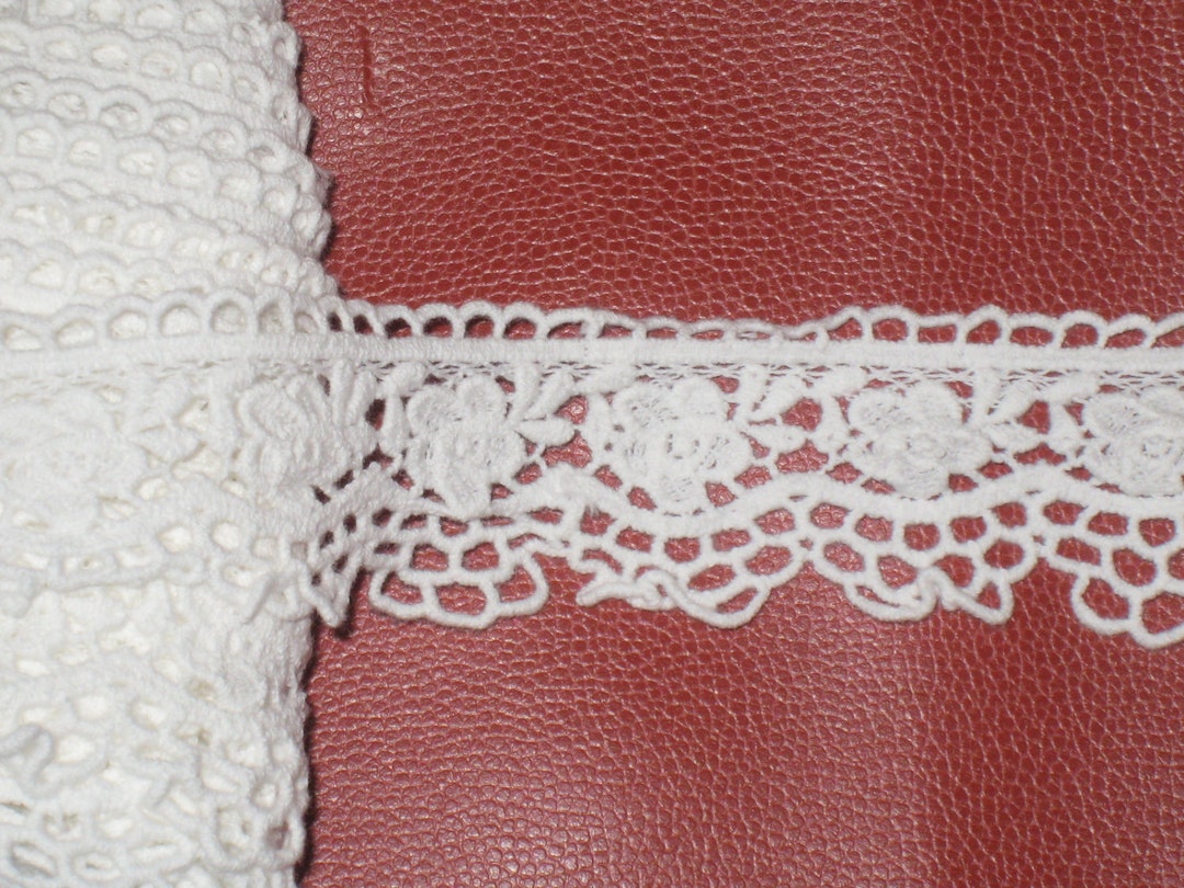 3 Yards in 1 1/2" Width White Color Crochet Cotton Trim With Floral ...