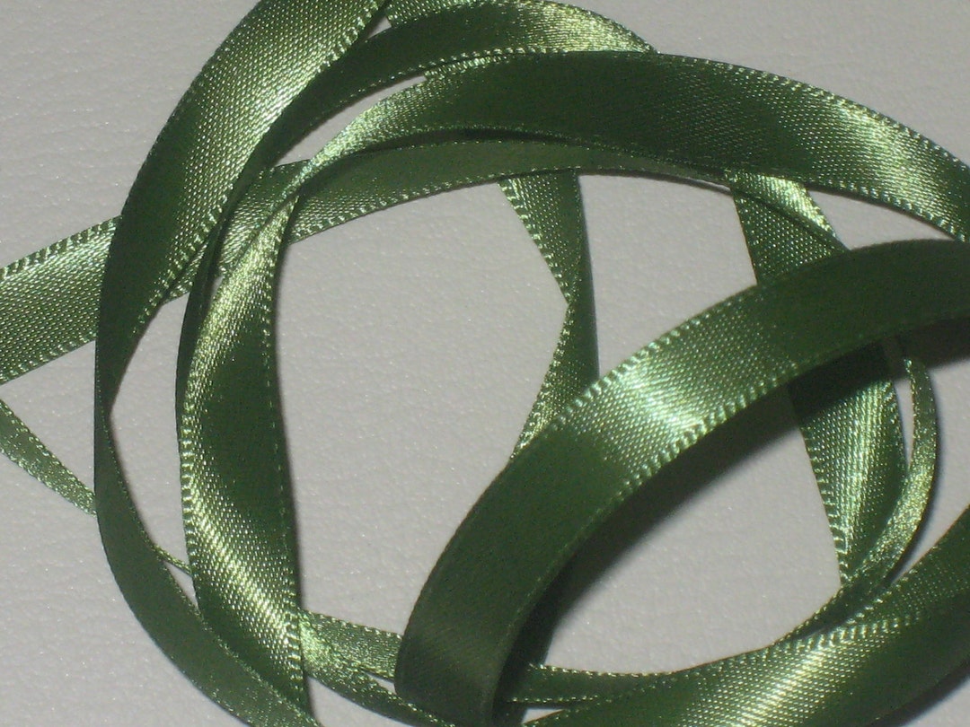 20 Yards 3/8" Width Double Face Loden ( Green) Color Poly Satin Trim ...