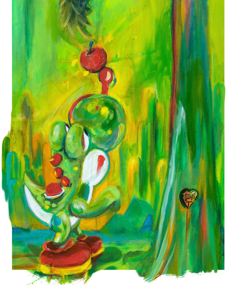 Nintendo Fan Art, Yoshi, 13x19 Art Print, the Giving Tree, Painted by ...