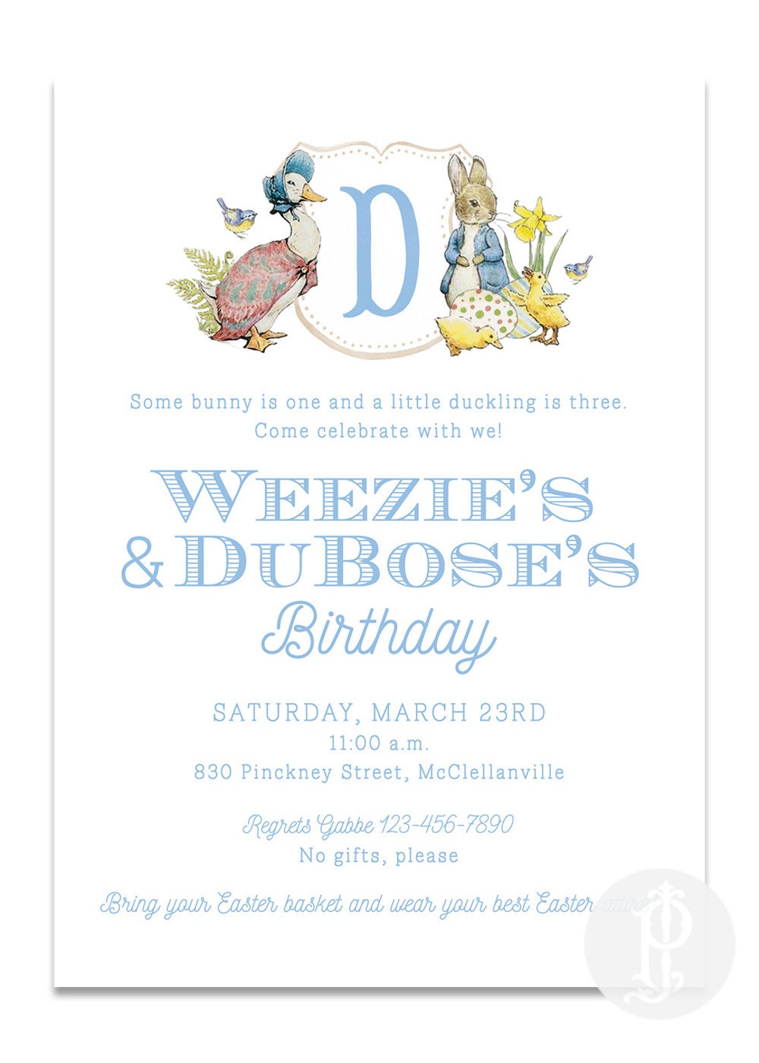 Beatrix Potter Birthday Invitation / Peter Rabbit - Etsy