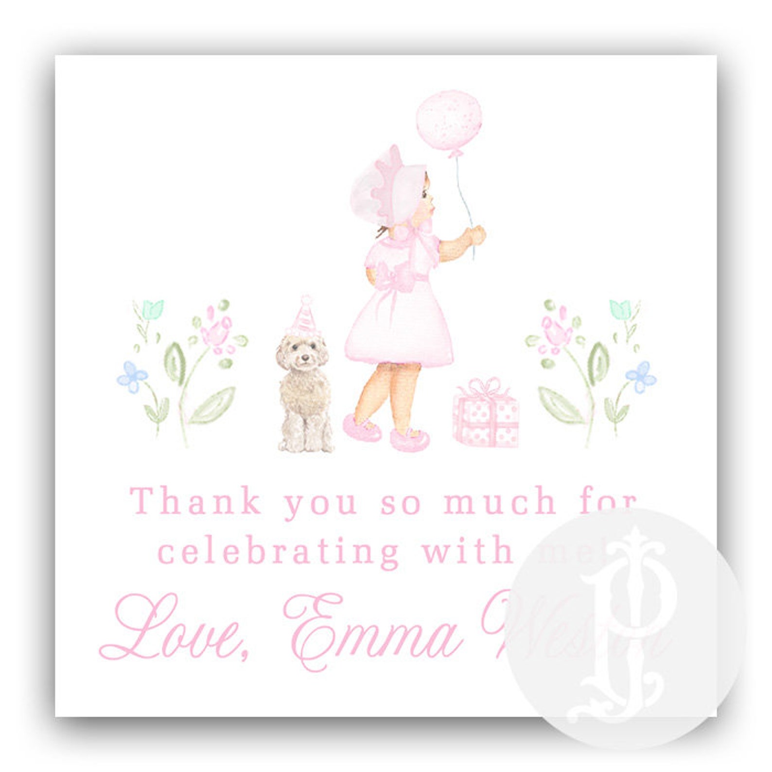 Personalized Party Favor Tag / Watercolor Little Girl / Classic ...