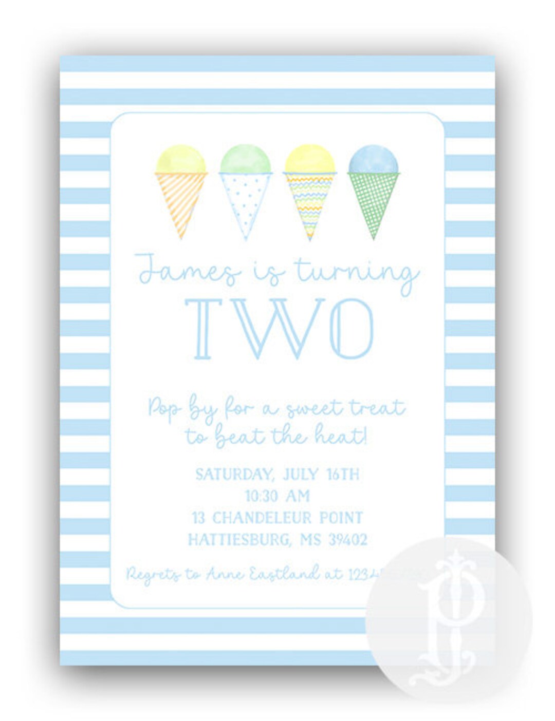 Watercolor Snow Cone Birthday Invitation / Snowball / Ice Cream - Etsy