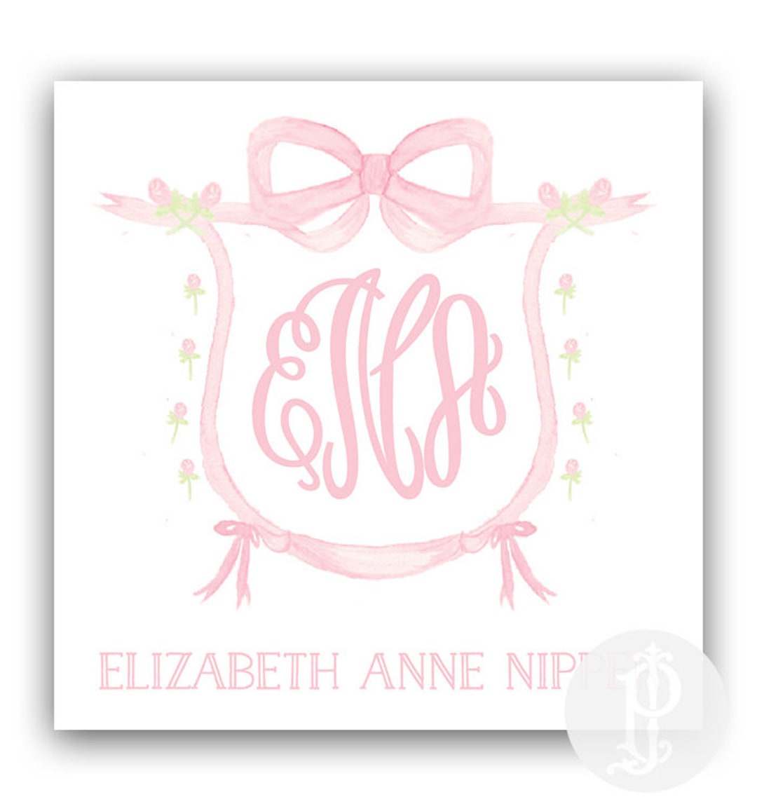 Watercolor Pink Crest Tag / Gift Tag / Gift Enclosure / Calling Card - Etsy