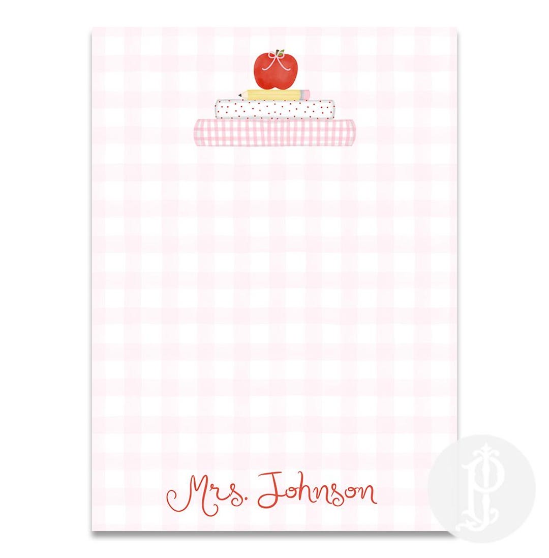 Personalized Teacher Pink Gingham Notepad - Etsy