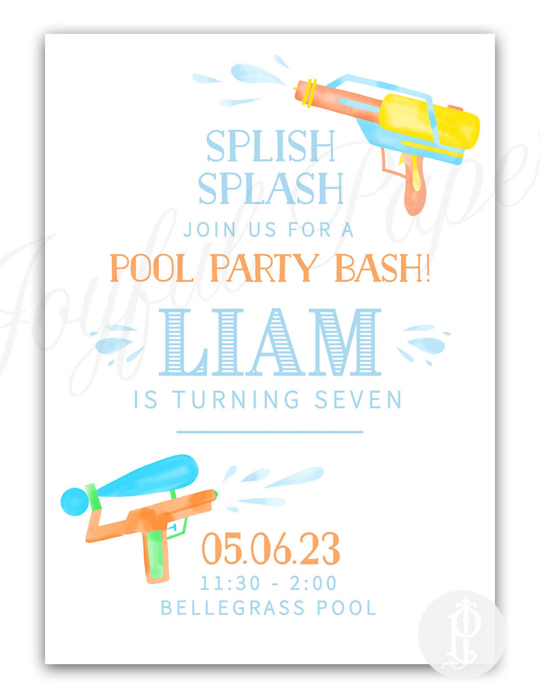 Water Gun Birthday Invitation - Etsy