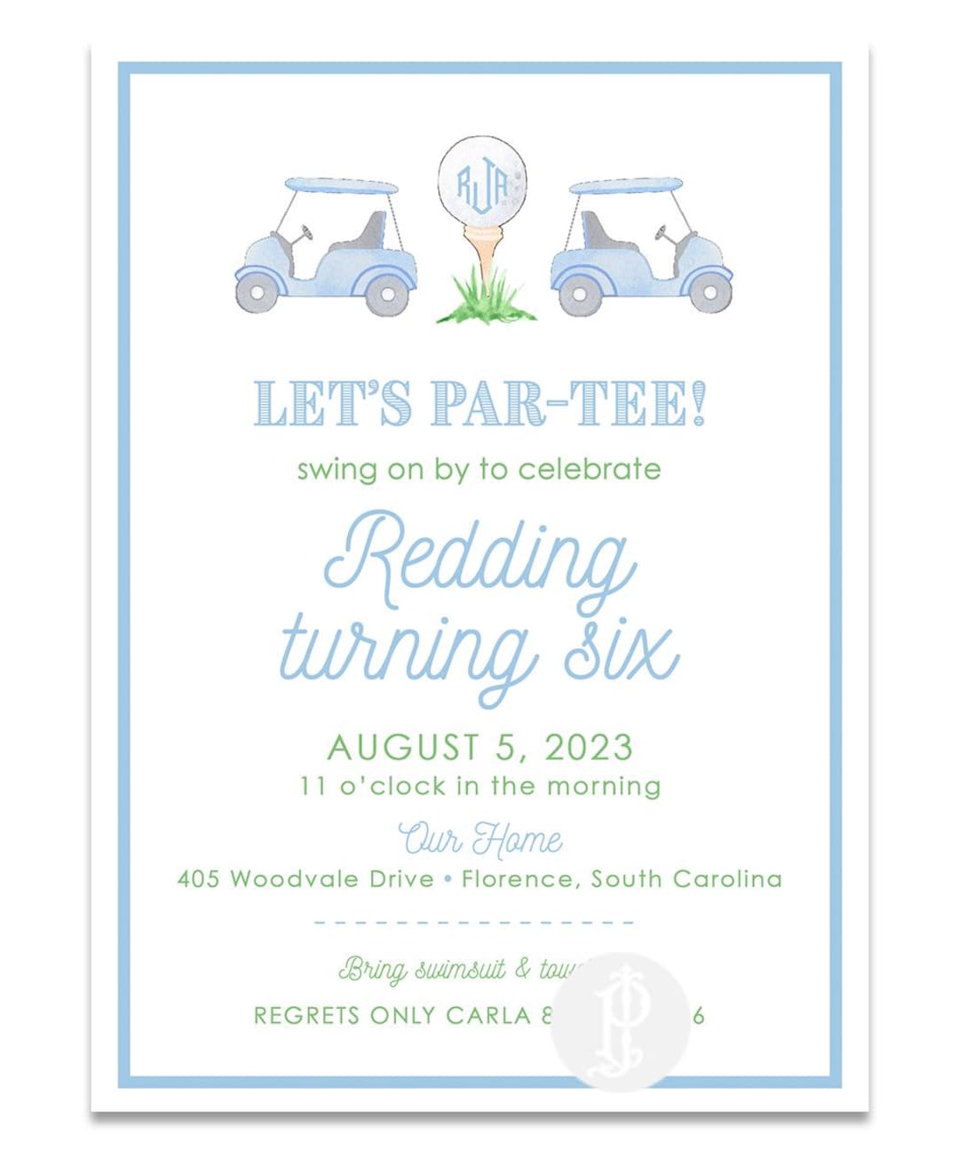 Watercolor Golf Birthday Invitation / Golf Cart Invitation - Etsy