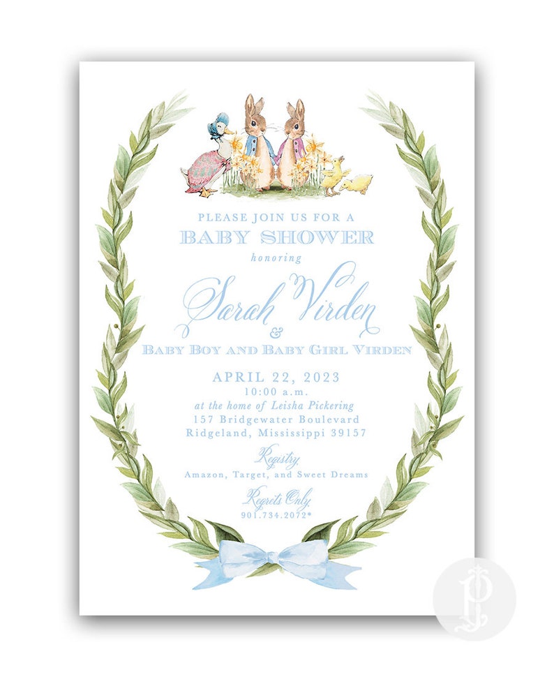 Watercolor Beatrix Potter Peter Rabbit Baby Shower Invitation - Etsy