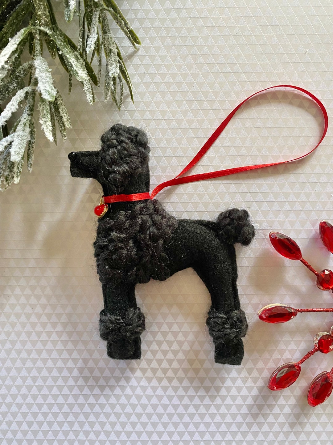 Felt Poodle Ornament Black Poodle Ornament Handmade Felt - Etsy