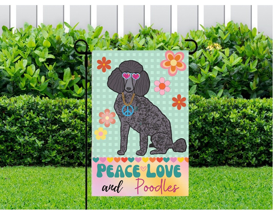 Garden & House Banner, Garden Decor, Poodle, Poodle Love, Hippie Poodle ...