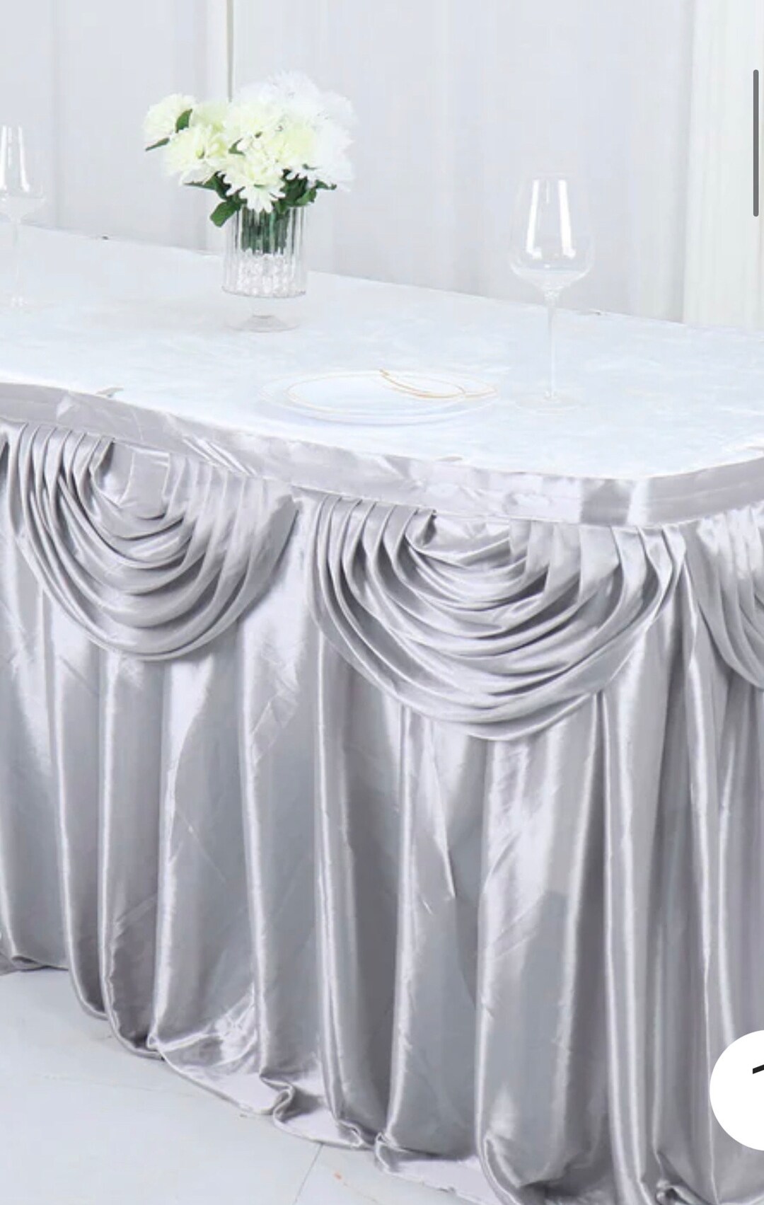 14ft Silver Pleated Satin Double Drape Table Skirt - Etsy