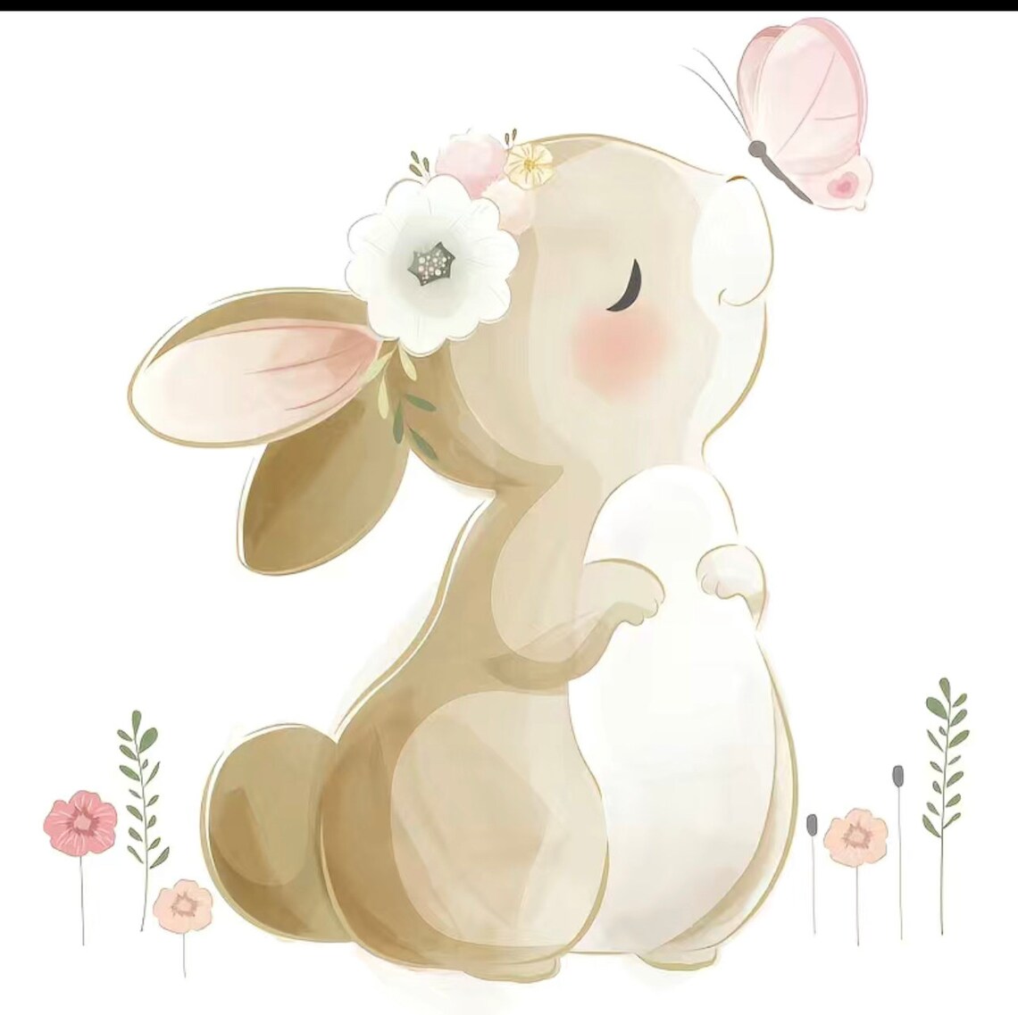 1 Pc Wall Stickers, Cartoon Bunny Home Wall Decoration Wall Sticker ...