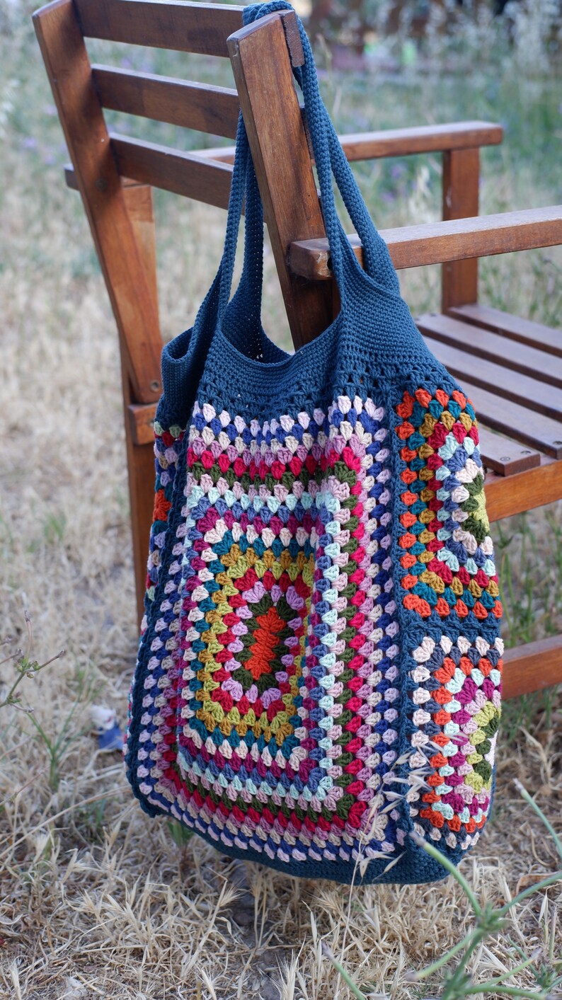 Colorful Crocheted Boho Chic Granny Square Handbag - Etsy