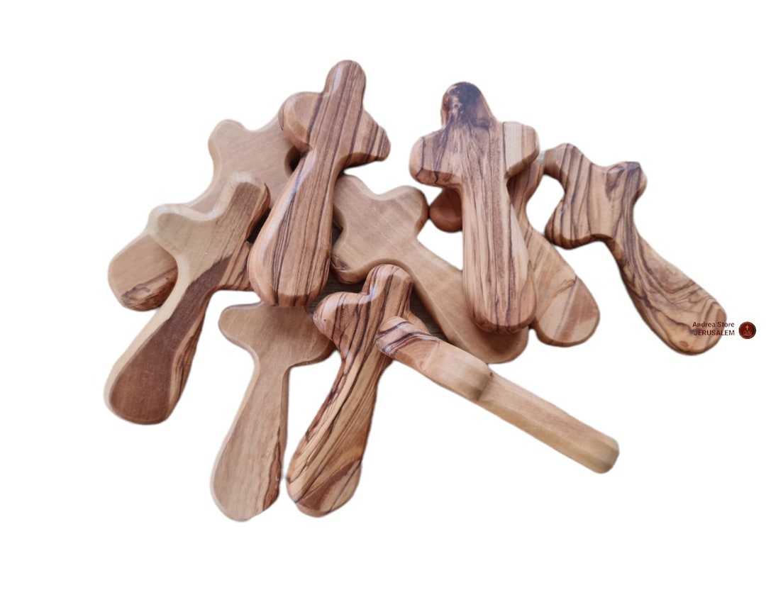 Authentic Olive Wood Handheld Comfort Cross Handmade in Holy Land ...