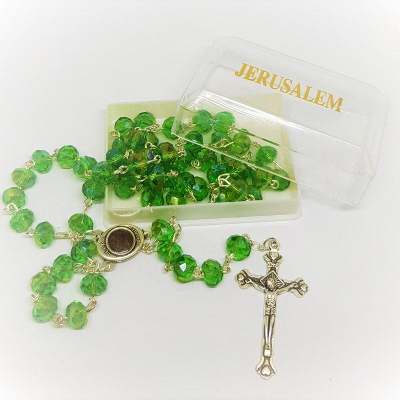 Rosary Green Crystal - Etsy UK