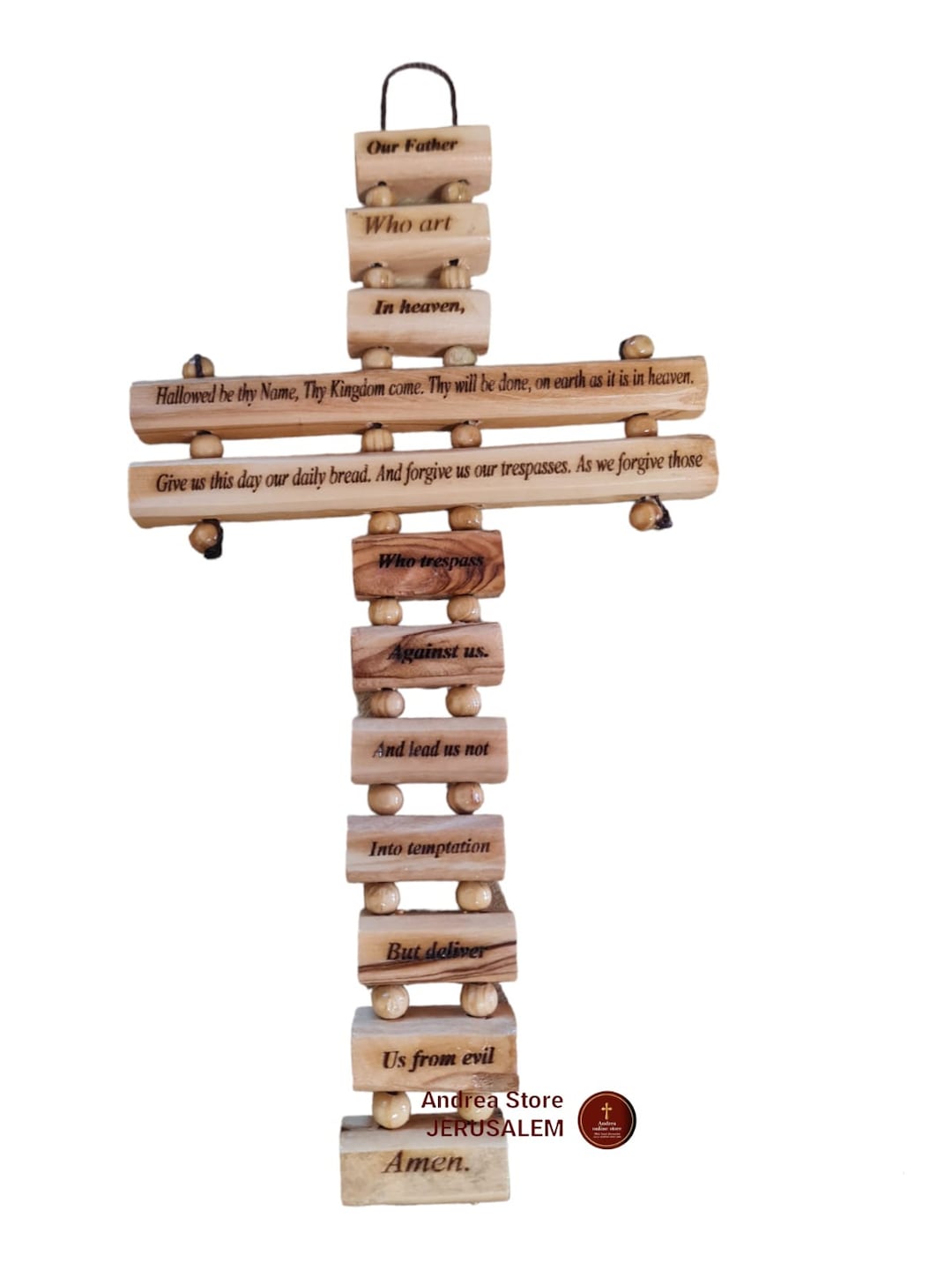 Our Father Prayer Carving on Olive Wood Size 25 Cm High Hand Made in ...