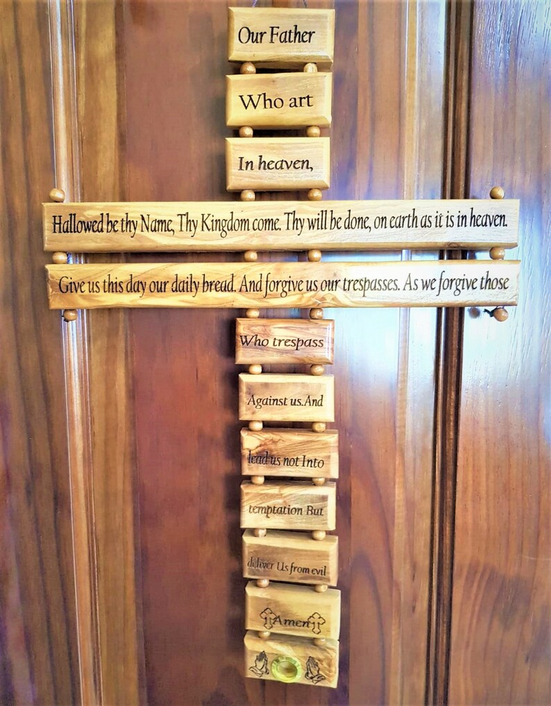 Our Father Prayer Carving on Olive Wood Size 25 Cm High Hand Made in ...