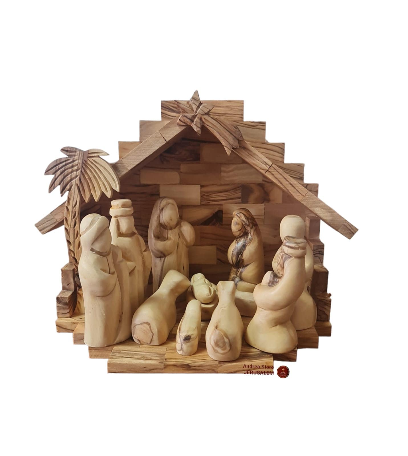 Bethlehem Handmade Nativity Scene Zuluf Olive Wood Nativity Stable ...