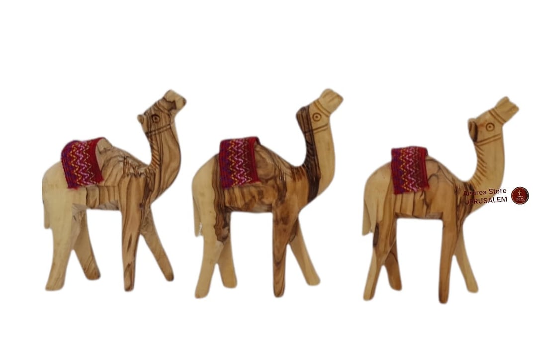 Authentic Olive Wood Camel With Red Saddle Hand Made in Bethlehem Holy ...
