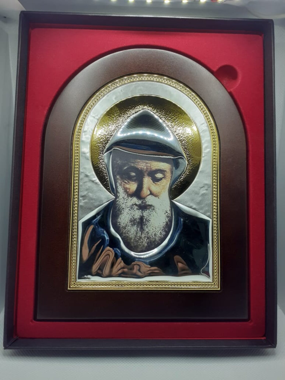 Saint Charbel Sterling Silver Icon 925 With Gold Plated Size - Etsy