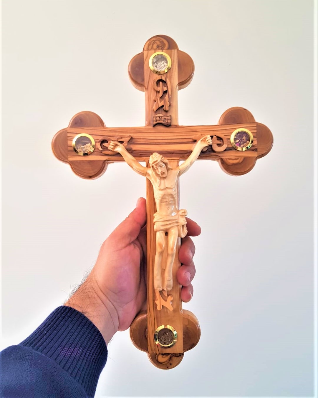 Orthodox Olive Wood Cross Big Size 35cm Hand Made in Holy Land ...