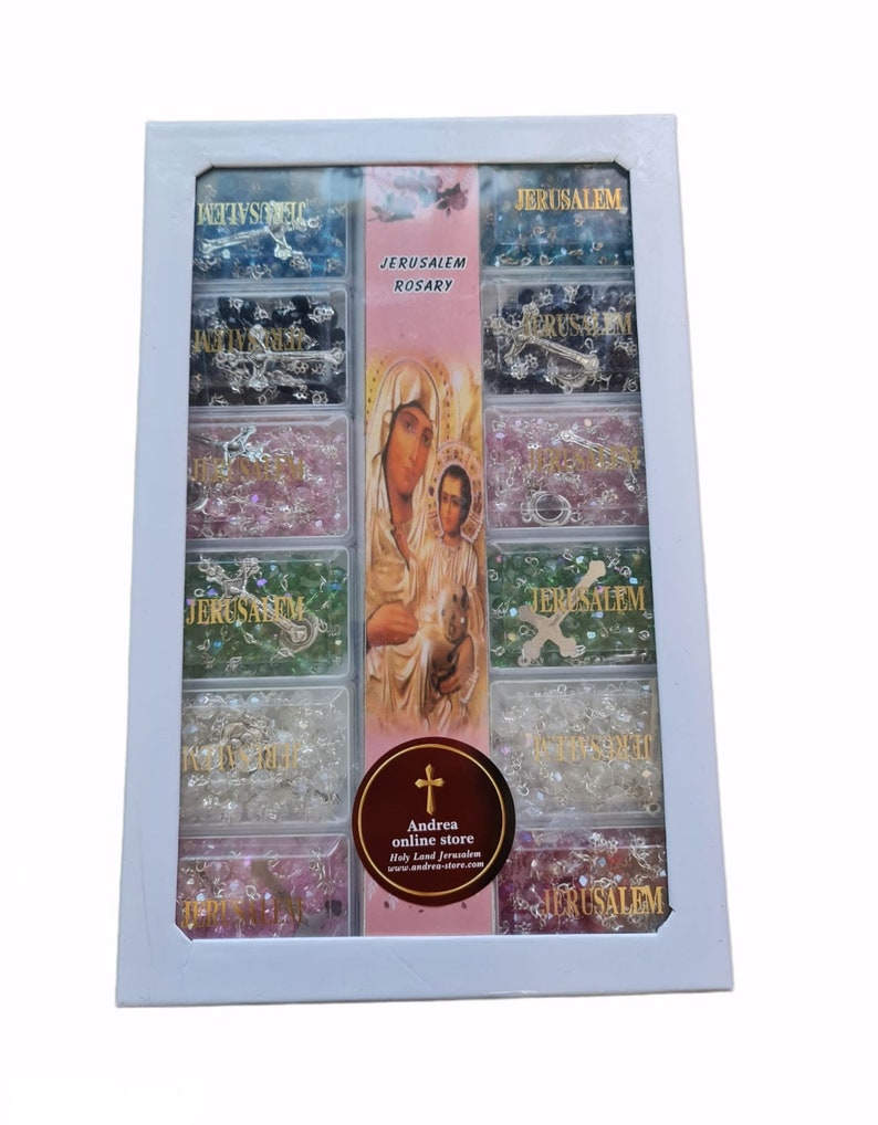 12 Rosary in One Box With Soil From Holy Land Jerusalem and Metal ...