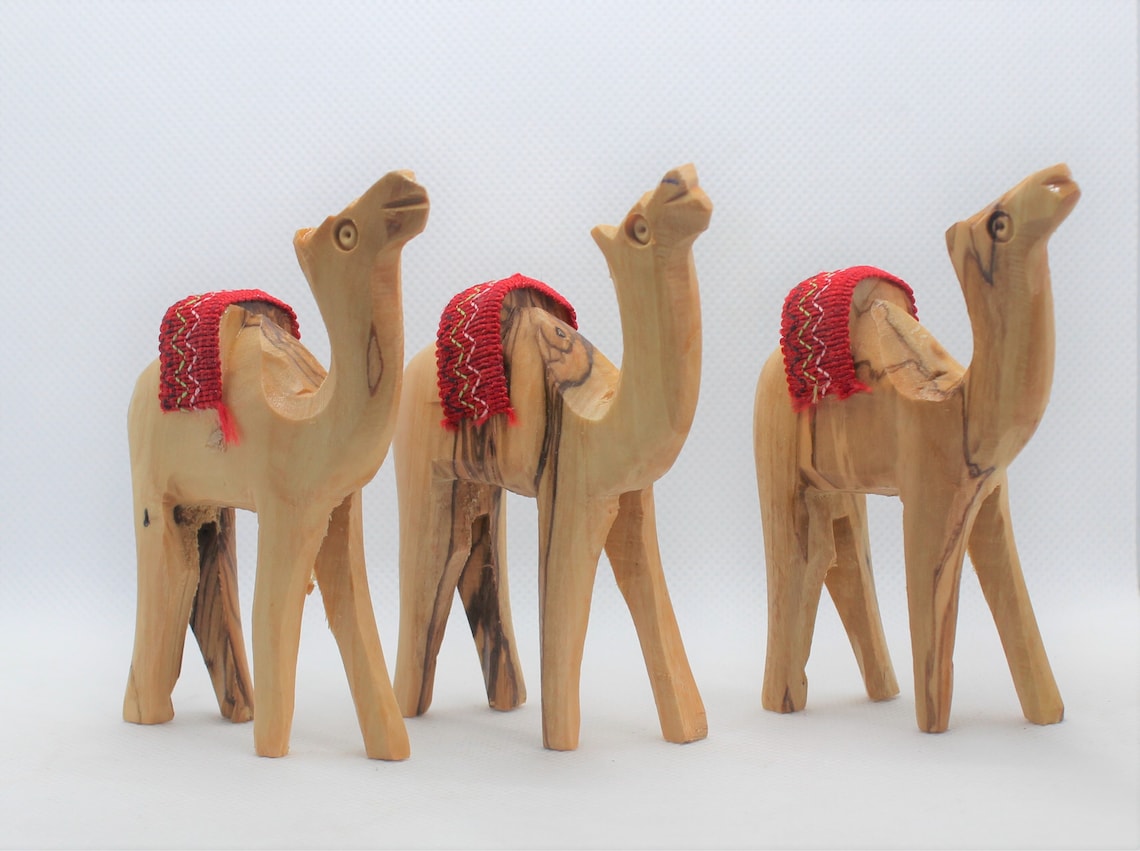 Authentic Olive Wood Camel With Red Saddle Hand Made in - Etsy