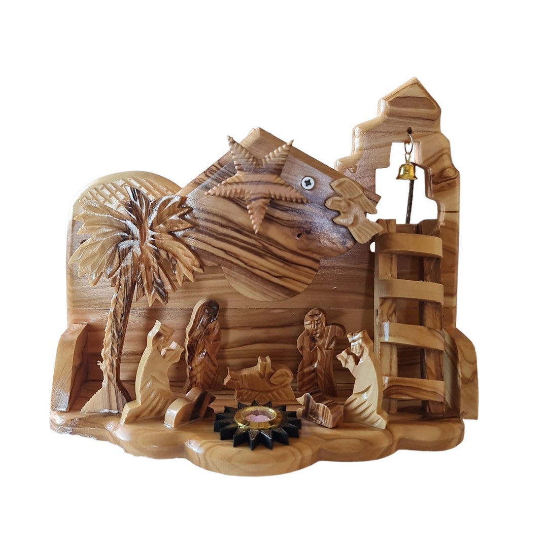 Nativity Set Handmade From Real Olive Wood in Holy Land Jerusalem With ...