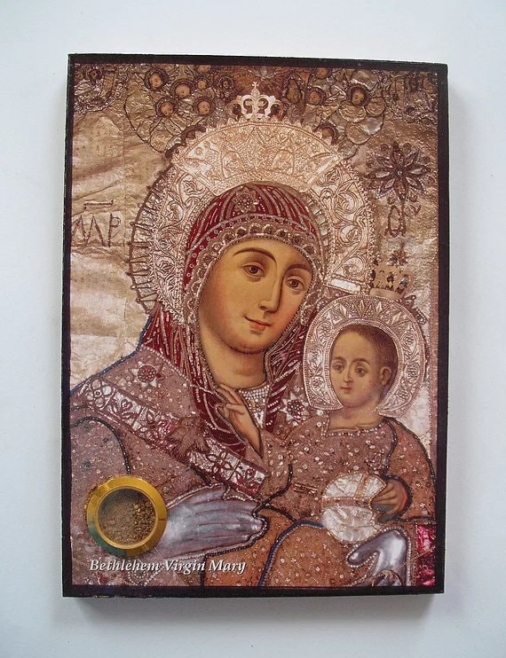Virgin Mary of Bethlehem Icon Made From Wood Size 18cm13cm - Etsy