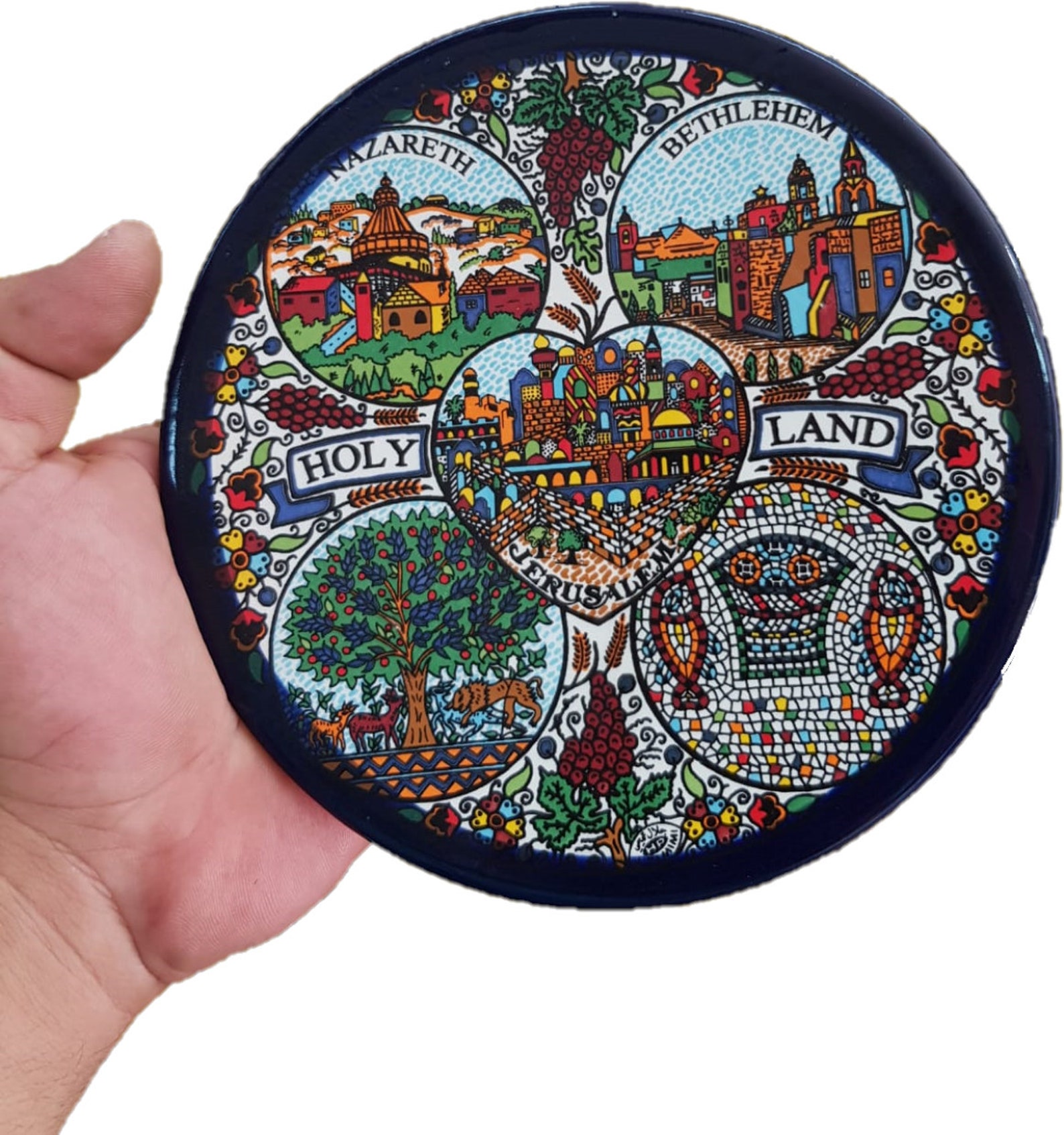 Holy Land Ceramic Plate Hand Made in Old City Jerusalem Size 20cm ...