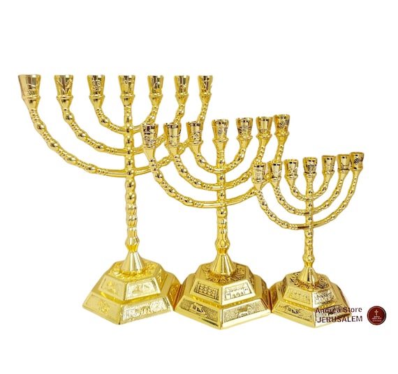 Gold Menorah 7 Branch Gold Metal Available in 3 Sizes From - Etsy
