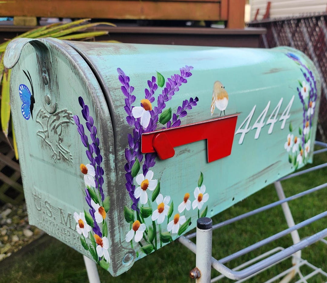 Hand Painted Mailbox Faux Weathered Patina – Custom Design Featuring ...