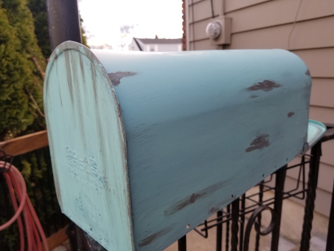LARGE Hand Painted Mailboxes Faux Weathered, Patina Custom Mailbox ...