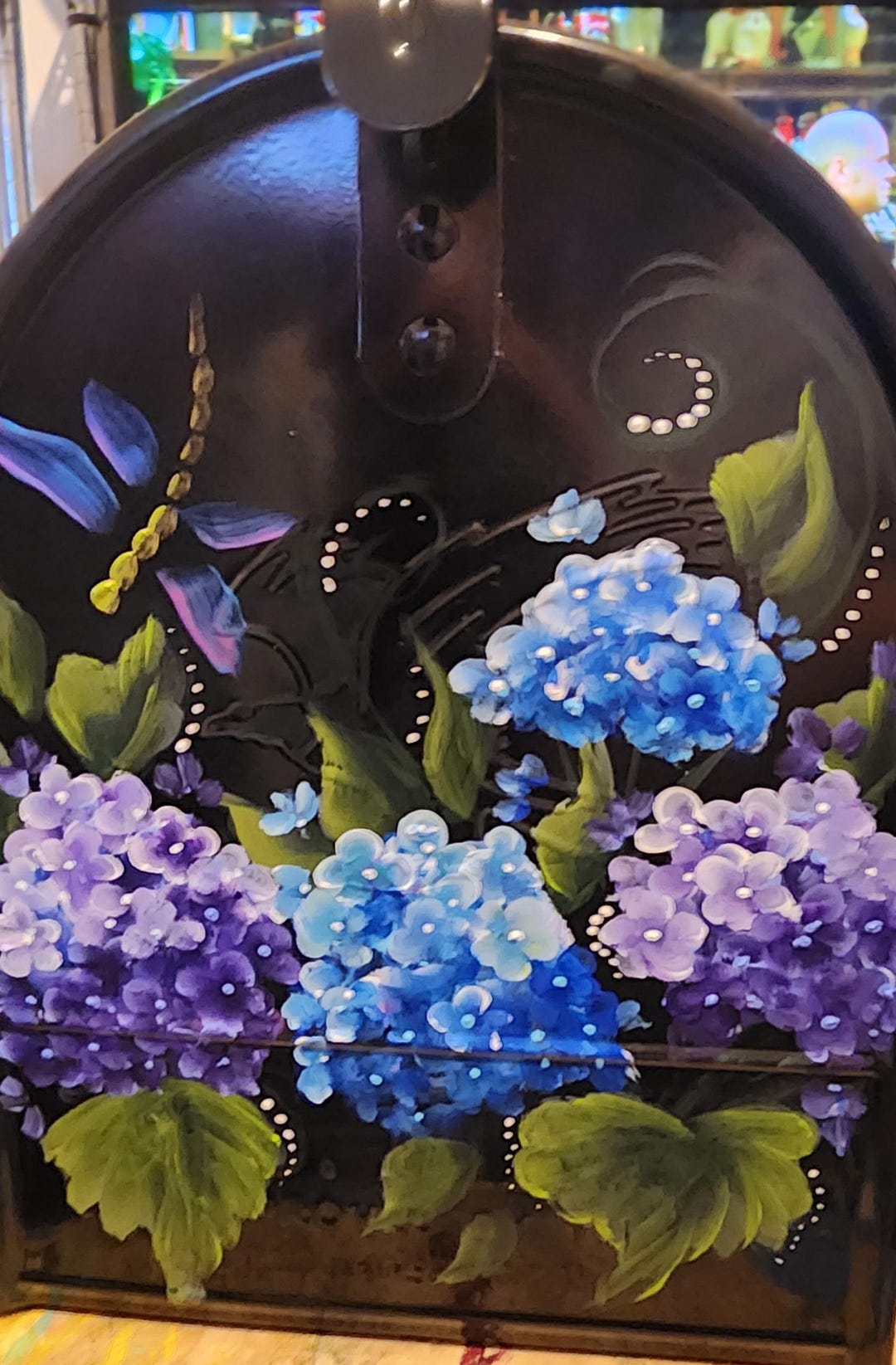 LARGE Hydrangea Mailbox W Blue and Purple Hydrangea W/butterflies and ...