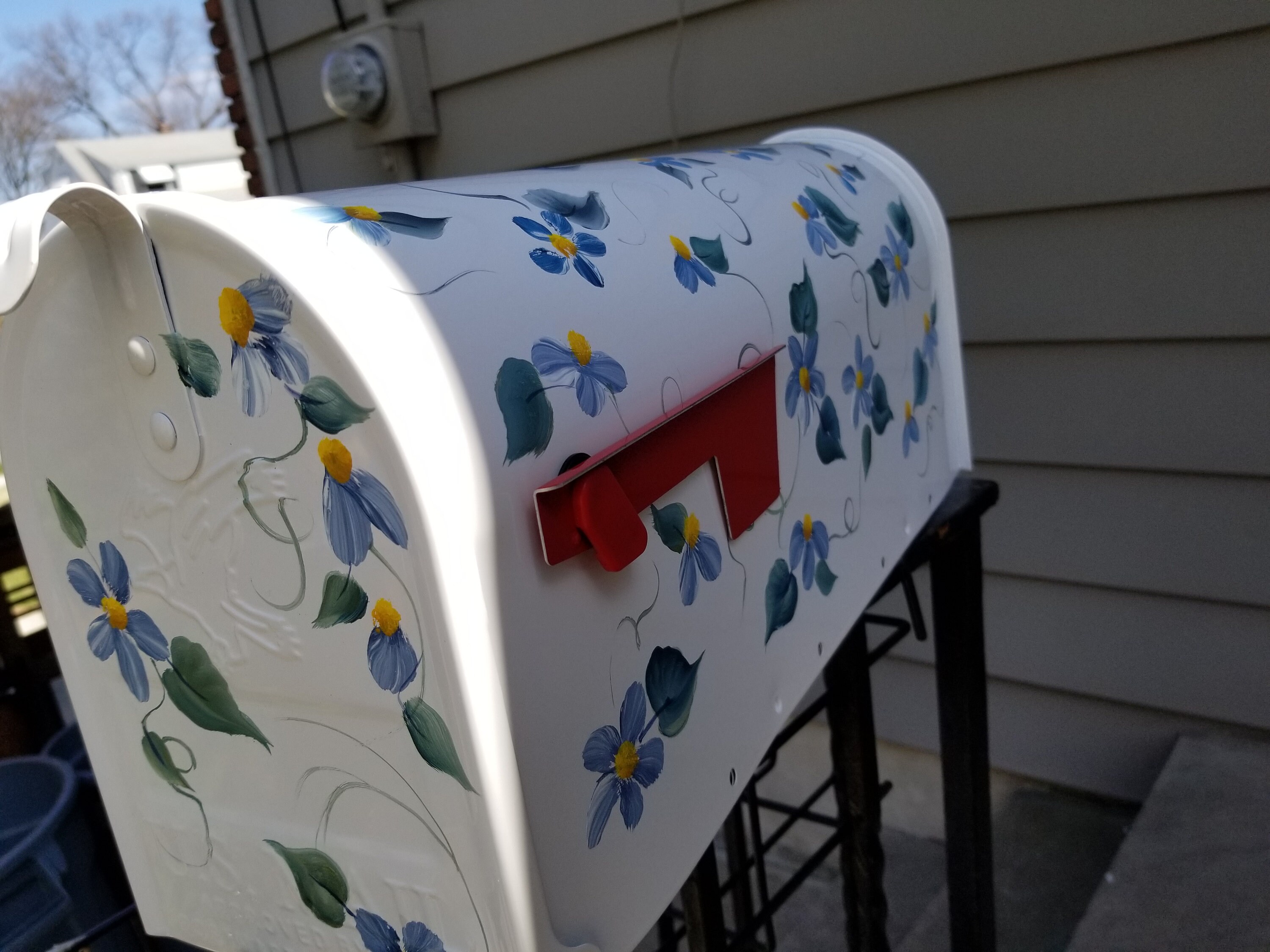 Hand Painted Custom Mailbox, Blue Daisies, Daisy Housewarming Bridal ...