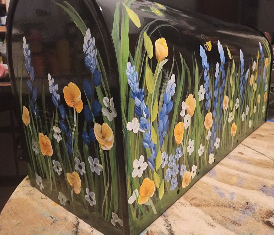 LARGE Hand Painted Mailbox Wildflowers and Grasses. Custom Mailboxes ...