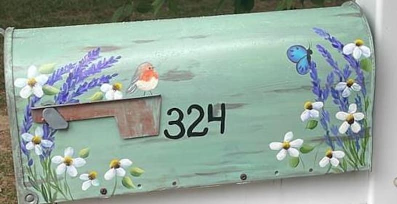 Hand Painted Mailbox Faux Weathered Patina – Custom Design Featuring ...