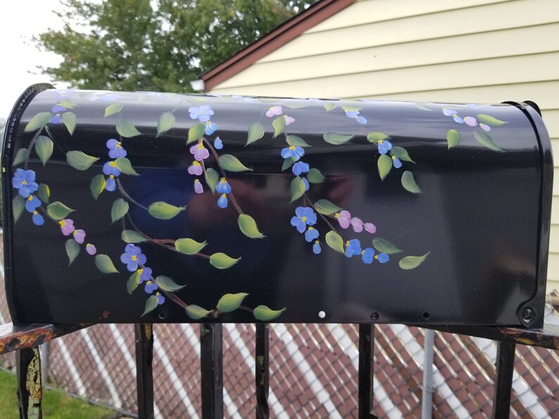 Hand Painted Mailbox Custom Mailbox Purple and Pink Flowers - Etsy